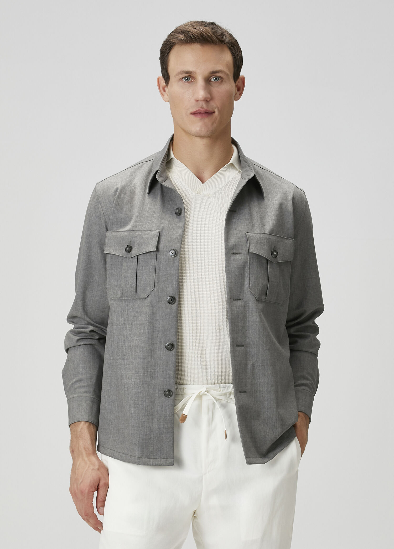 Canali - Grey Wool Outer Shirt