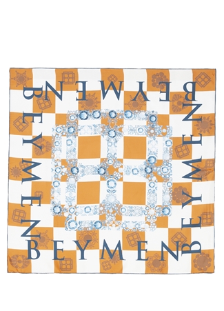 Beymen Kadın Kiremit Logo Desenli Twill İpek 90x90 cm Eşarp Kırmızı EU