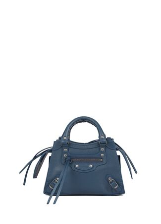 Balenciaga Kadın Neo Classic City Petrol Deri Omuz Çantası Mavi EU