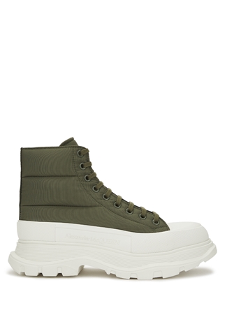 Alexander McQueen Erkek Haki Beyaz Logolu Sneaker 39.5 EU