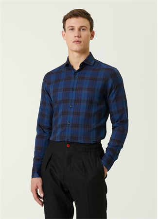 Z Zegna Erkek Mavi Ekoseli Gömlek 39 IT Z Zegna Erkek Mavi Ekoseli Gömlek 39 IT