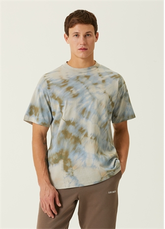 John Elliott Erkek Mavi Haki Batik Desenli Bisiklet Yaka T-shirt L EU John Elliott Erkek Mavi Haki Batik Desenli Bisiklet Yaka T-shirt L EU