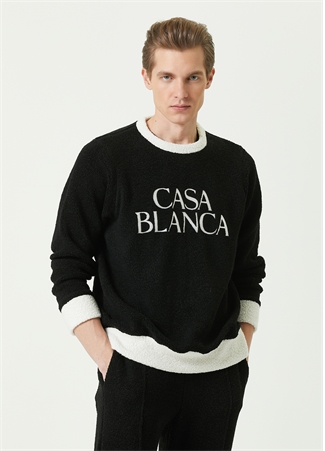Casablanca Erkek Siyah Beyaz Logo Detaylı Sweatshirt XL EU Casablanca Erkek Siyah Beyaz Logo Detaylı Sweatshirt XL EU