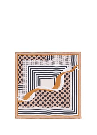 Beymen Club Kadın Bej Desenli 50x50 cm İpek Eşarp EU