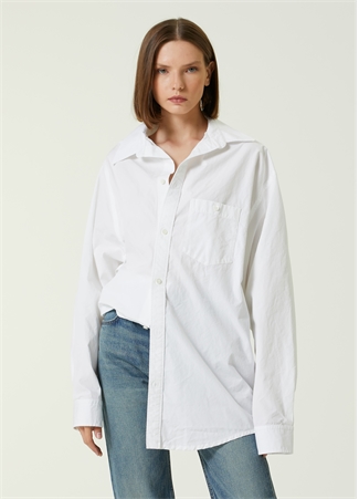 Balenciaga Kadın Large Fit Beyaz Gömlek S EU Balenciaga Kadın Large Fit Beyaz Gömlek S EU