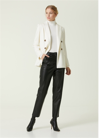 Beymen Collection Kadın Siyah Deri Cigarette Pantolon 36