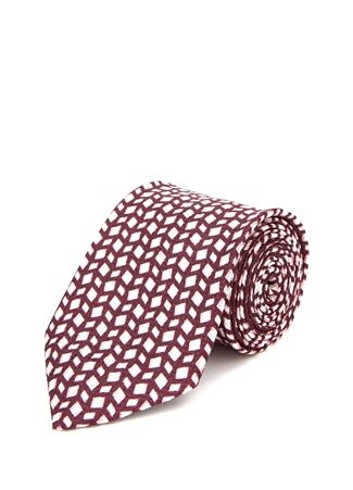 Pal Zileri Erkek Bordo Geometrik Desenli İpek Kravat EU