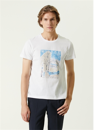 Beymen Club Erkek Beyaz Kış Teması Baskılı T-shirt S Beymen Club Erkek Beyaz Kış Teması Baskılı T-shirt S