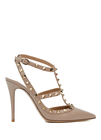 Valentino Garavani Kadın Rockstud Bej Deri Topuklu Ayakkabı Pembe 36 EU Valentino Garavani Kadın Rockstud Bej Deri Topuklu Ayakkabı Pembe 36 EU