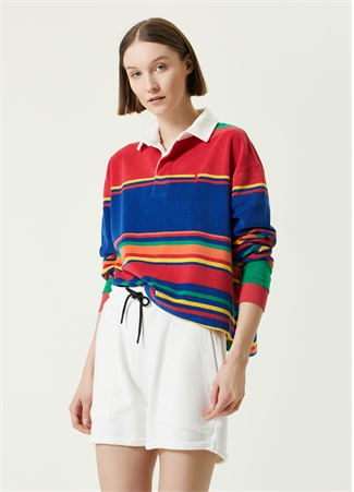 Polo Ralph Lauren Kadın Oversize Yaka Çizgili Terry Sweatshirt Xs Eu