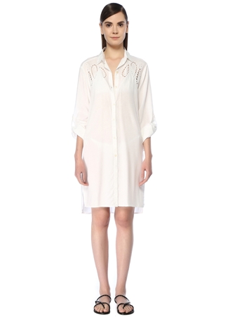 Vix Kadın Beyaz Delik Desen Detaylı Tunik XS EU