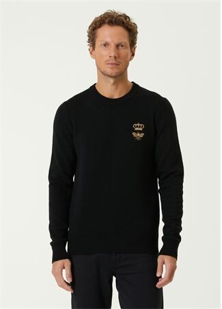 Dolce&Gabbana Erkek Siyah Figür İşlemeli Yün Kazak 54 IT