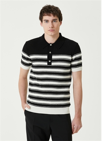Balmain Erkek Siyah Beyaz Polo Yaka Şeritli Kısa Kollu Triko S EU Balmain Erkek Siyah Beyaz Polo Yaka Şeritli Kısa Kollu Triko S EU