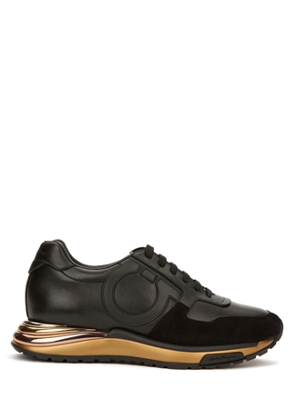 Salvatore Ferragamo Kadın Gancini Siyah Deri Sneaker 36 EU Salvatore Ferragamo Kadın Gancini Siyah Deri Sneaker 36 EU