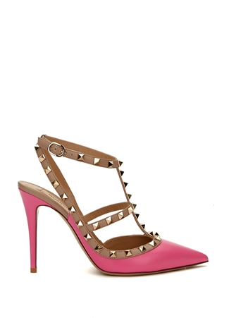 Valentino Garavani Kadın Rockstud Pembe Bej Deri Topuklu Ayakkabı 36 EU Valentino Garavani Kadın Rockstud Pembe Bej Deri Topuklu Ayakkabı 36 EU
