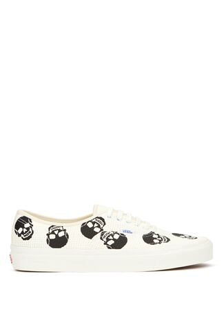 Vans Erkek Authentic 44 Beyaz Kurukafa Desenli Sneaker 4 EU Vans Erkek Authentic 44 Beyaz Kurukafa Desenli Sneaker 4 EU