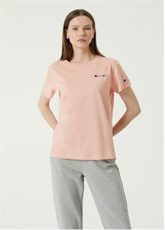 Champion Kadın Pembe Bisiklet Yaka T-shirt L EU
