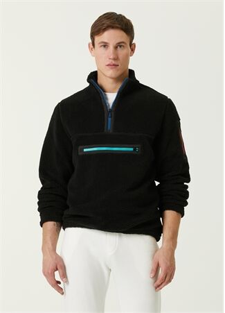 PS by Paul Smith Erkek Siyah Yakası Fermuarlı Sweatshirt S EU