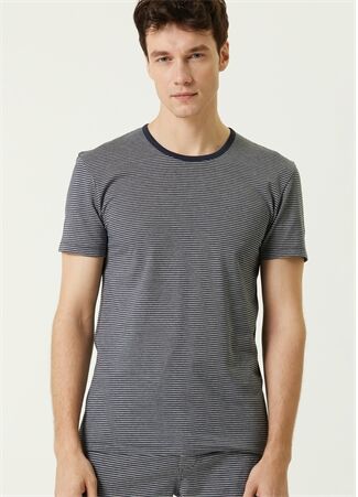 Paul Smith Erkek Gri Lacivert Çizgi Desenli T-shirt M EU