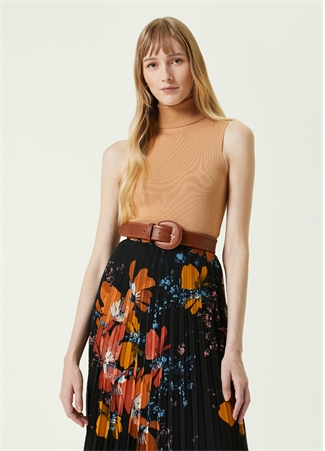 Network Kadın Slim Fit Camel Kazak Kahverengi S EU