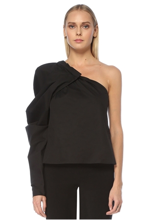 Johanna Ortiz Kadın Siyah Tek Kol Drape Detaylı Bluz 6 US