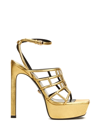 Versace Kadın Gold Geometrik Bantlı Deri Sandalet Altın Rengi 38 Eu Versace Kadın Gold Geometrik Bantlı Deri Sandalet Altın Rengi 38 Eu