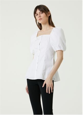 Erdem Kadın Beyaz Balon Kollu Gömlek 8 US