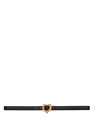 Kadın Siyah Kalp Tokalı Deri Kemer 80 EU