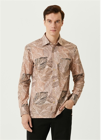 Kiton Erkek Bej Çiçek Desenli Gömlek 4 It Kiton Erkek Bej Çiçek Desenli Gömlek 4 It