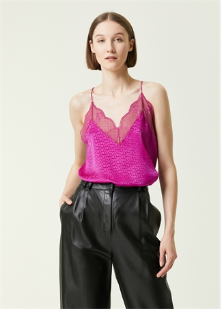 Zadig&Voltaire Kadın Şeftali Logo Jakarlı Dantelli İpek Bluz Pembe XS EU Zadig&Voltaire Kadın Şeftali Logo Jakarlı Dantelli İpek Bluz Pembe XS EU