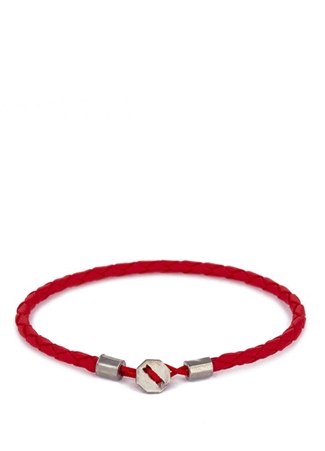 AtolyeWolf Erkek Kırmızı Örgü Dokulu Deri Bileklik EU AtolyeWolf Erkek Kırmızı Örgü Dokulu Deri Bileklik EU