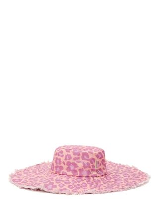 Zimmermann Kadın Pembe Leopar Desenli Keten Şapka EU Zimmermann Kadın Pembe Leopar Desenli Keten Şapka EU