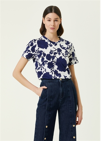Beymen Collection Kadın Lacivert Bisiklet Yaka Çiçekli T-shirt S EU Beymen Collection Kadın Lacivert Bisiklet Yaka Çiçekli T-shirt S EU
