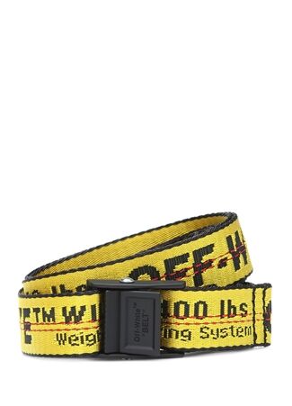 Off-White Kadın Sarı Logo Jakarlı Kemer EU