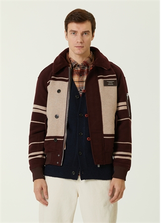 Scotch & Soda Erkek Kahverengi Jakarlı Bomber Mont S EU