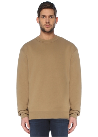 Jet Set Erkek Kamel Bisiklet Yaka Logolu Sweatshirt Kahverengi M Eu