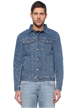 Brunello Cucinelli Erkek Mavi Polo Yaka Denim Mont 52 IT Brunello Cucinelli Erkek Mavi Polo Yaka Denim Mont 52 IT
