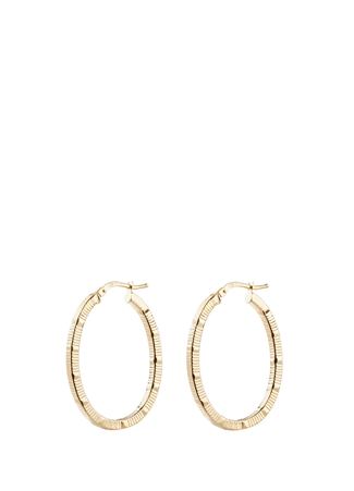 Collection Kadın Oval Formlu Lazer Kesim Desenli Altın Rengi Küpe EU Collection Kadın Oval Formlu Lazer Kesim Desenli Altın Rengi Küpe EU