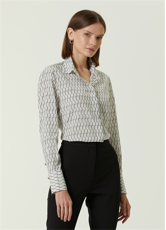 Academia Kadın Beyaz Logo Jakarlı İpek Gömlek 34