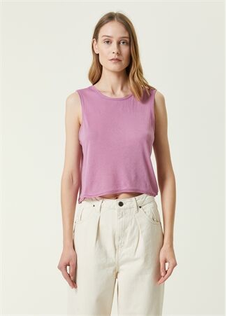 American Vintage Kadın Lila Bisiklet Yaka Kolsuz T-shirt Mor S EU