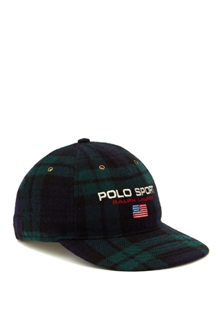 Polo Ralph Lauren Erkek Lacivert Yeşil Ekose Desenli Yün Şapka EU Polo Ralph Lauren Erkek Lacivert Yeşil Ekose Desenli Yün Şapka EU