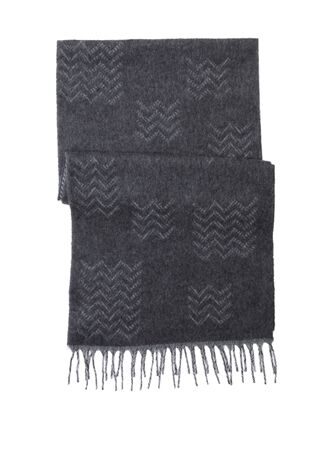 Emporio Armani Erkek Gri Zikzak Jakarlı Yün Atkı EU