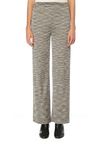Missoni Kadın Gri Çizgi Jakarlı Bol Paça Pantolon 40 IT