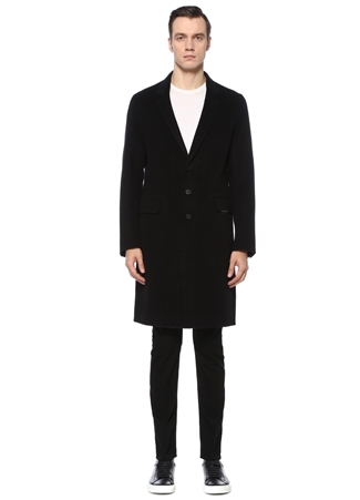 Givenchy Erkek Siyah Kelebek Yaka Logolu Yün Palto 46 IT Givenchy Erkek Siyah Kelebek Yaka Logolu Yün Palto 46 IT