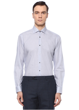 Pal Zileri Erkek Mavi İngiliz Yaka Gömlek 40 IT