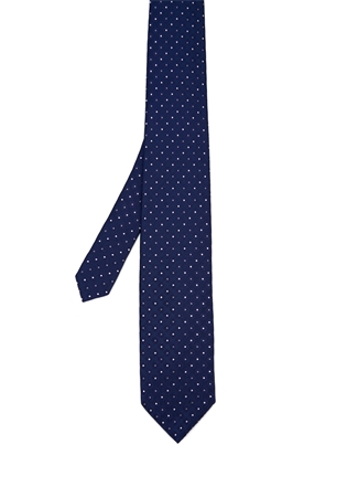 Pal Zileri Erkek Lacivert Puantiye Desenli İpek Kravat EU