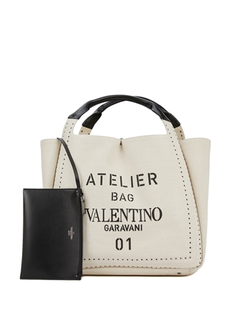 Valentino Garavani Kadın Large Atelier Bag 0 Bej Deri Omuz Çantası Siyah EU Valentino Garavani Kadın Large Atelier Bag 0 Bej Deri Omuz Çantası Siyah EU