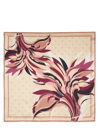 Beymen Kadın Pembe Mor Çiçek Desenli 90x90 İpek Eşarp EU