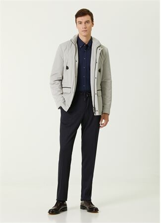 Maurizio Baldassari Erkek Lacivert Beli Kordonlu Yün Pantolon 50 IT