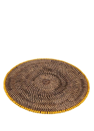 Aloha Life Sarı 4lü Rattan Boncuklu Amerikan Servis